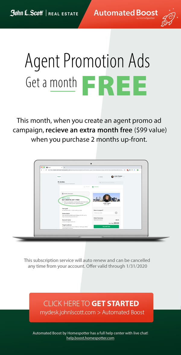 Agent Promo Ads: Receive 1 Month Free | John L. Scott Partner Connection